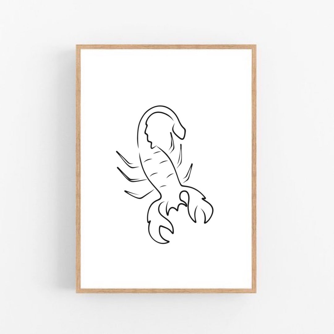 Scorpio Line Art, Scorpio Print, Zodiac Print, Abstract, Astrology Wall ...