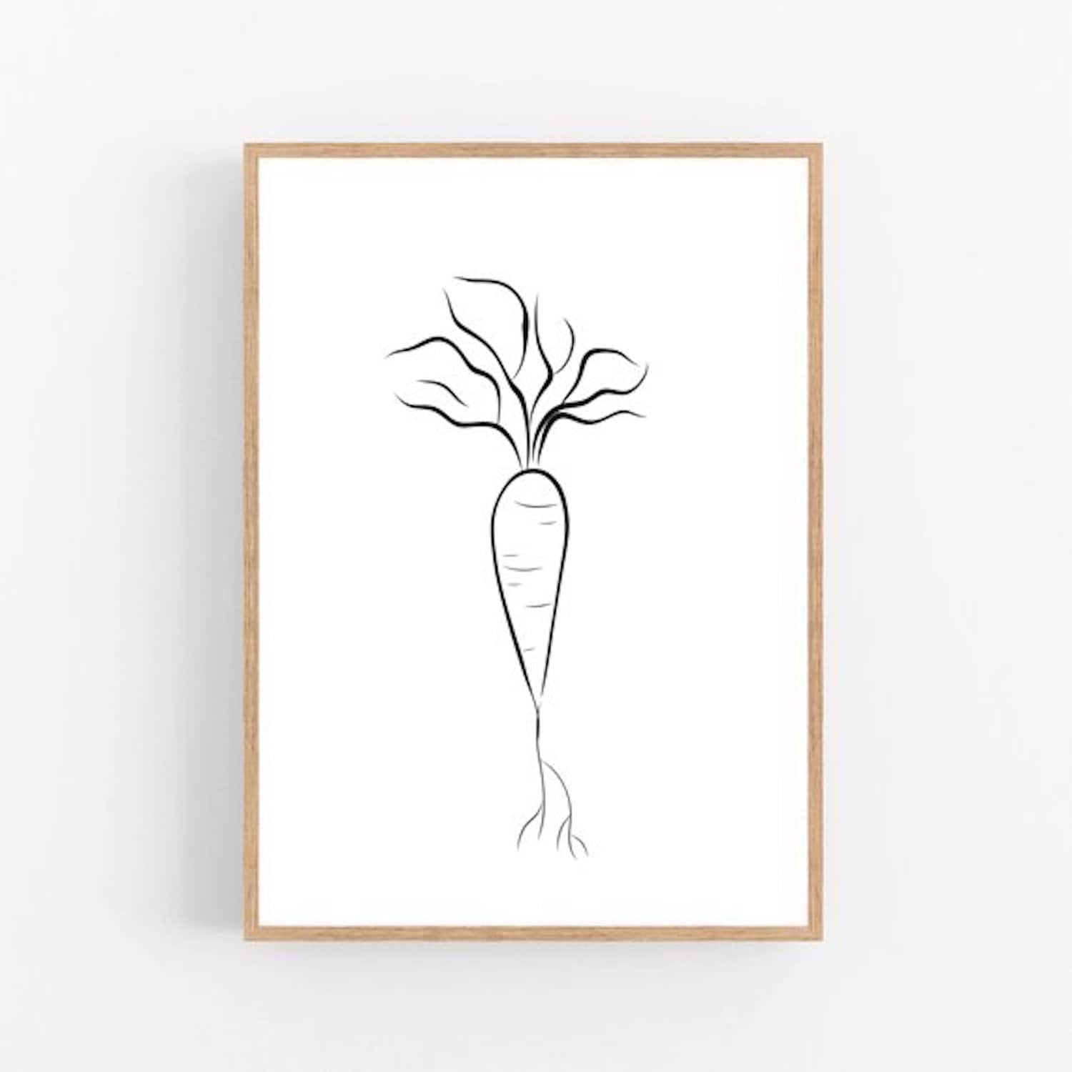 Carrot Line Art Carrot Print Abstract Food Wall Decor | Etsy