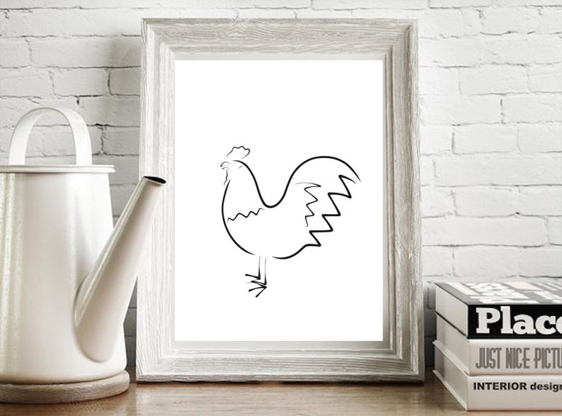 Rooster Line Art Rooster Print Abstract Rooster Wall Decor - Etsy