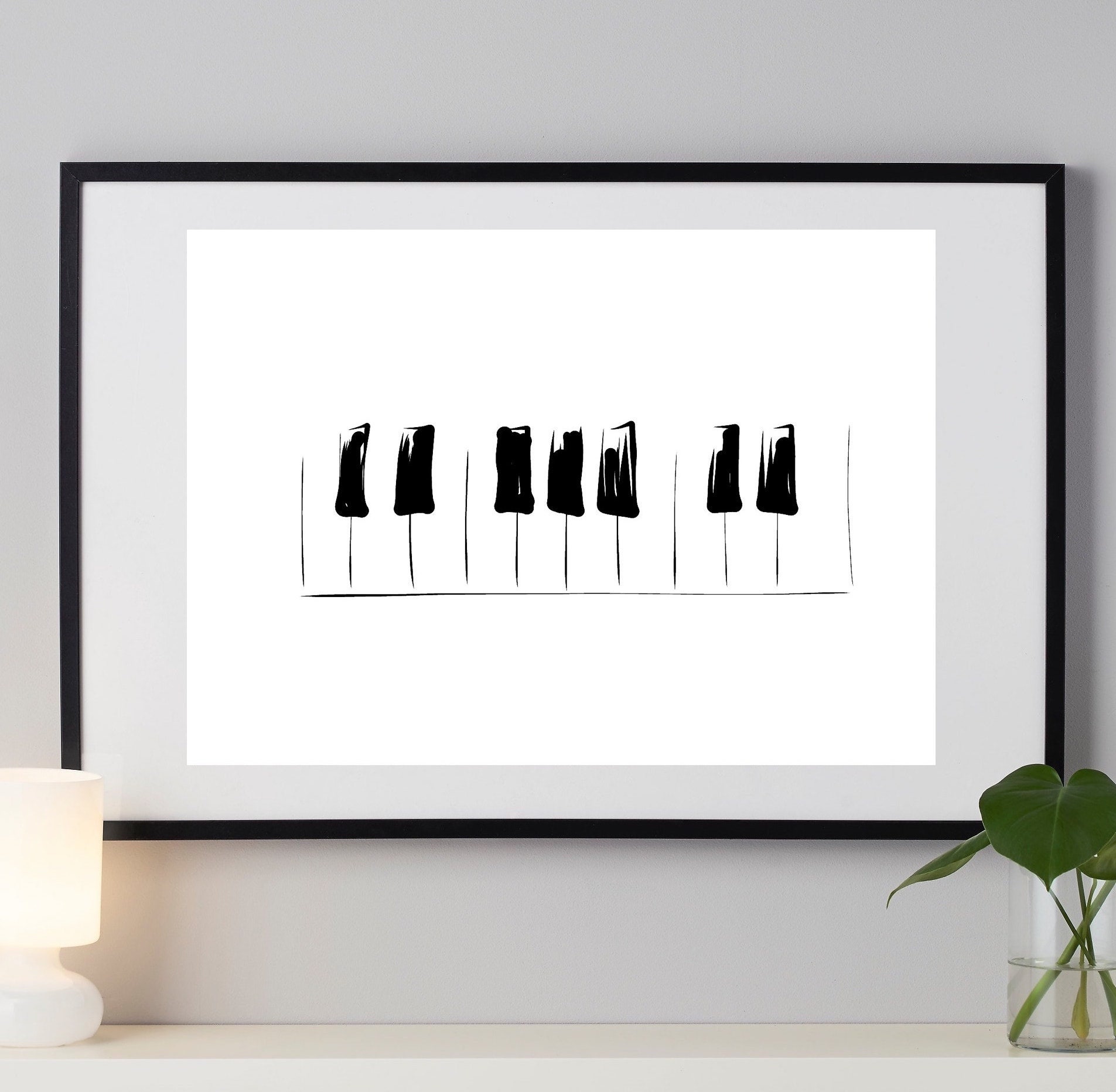Keyboard Line Art, Piano Print, Abstract Piano Wall Decor, Minimalist ...