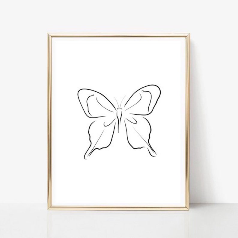 Butterfly Line Art, Butterfly Print, Abstract Nature Wall Decor ...