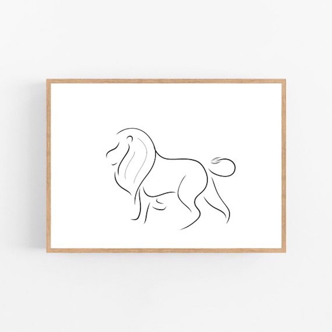 Lion Line Art, Lion Print, Abstract Animal Wall Decor, Minimalist Art ...