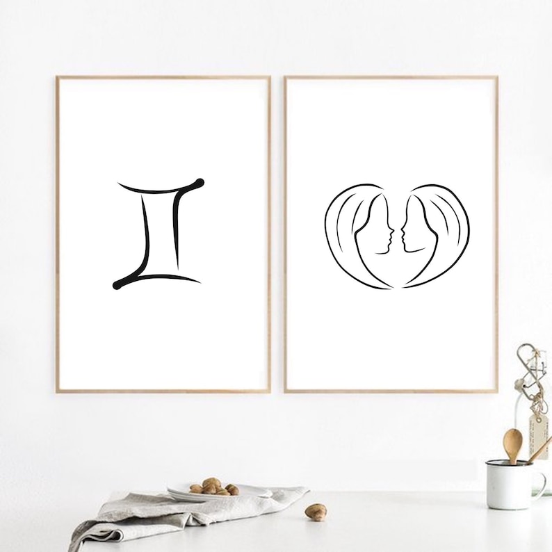 Gemini Line Art Gemini Print Zodiac Print Abstract - Etsy