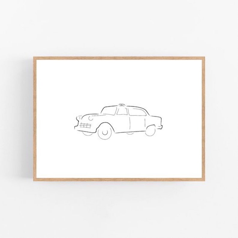 Taxi Line Art Taxi Print Abstract New York Wall Decor - Etsy