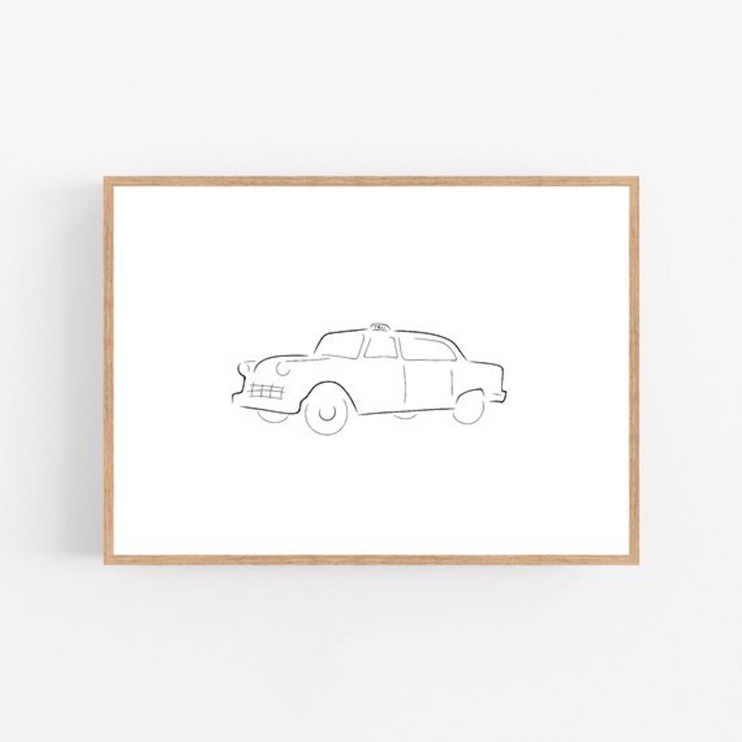 Taxi Line Art, Taxi Print, Abstract New York Wall Decor, Minimalist Art ...