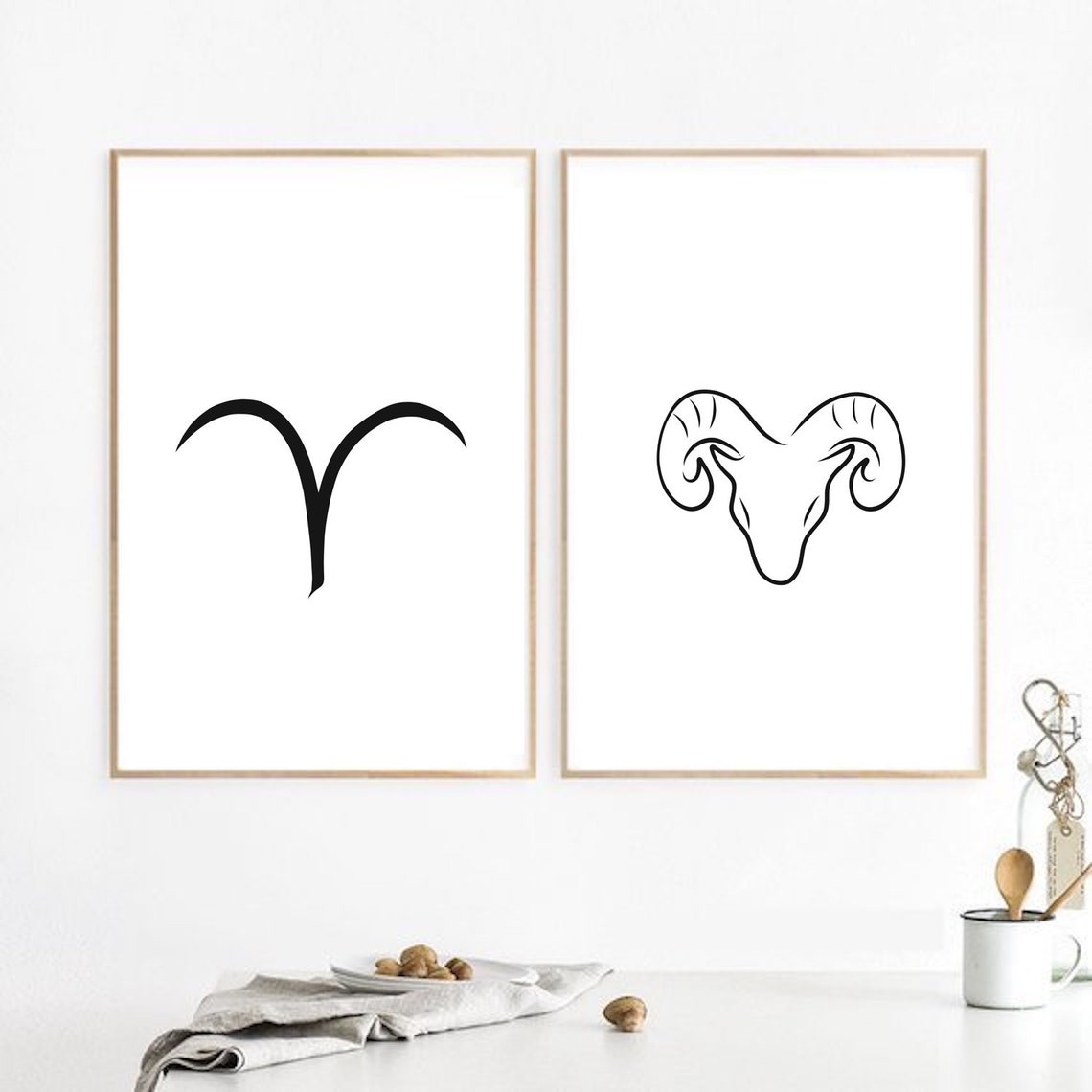 Aries Line Art, Aries Print, Zodiac Print, Abstract, Astrology Wall ...