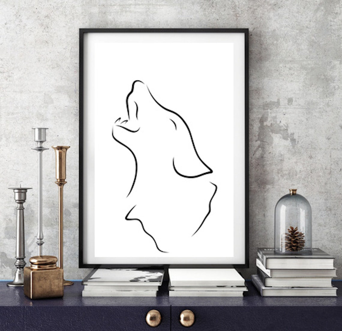 Wolf Line Art Wolf Print Abstract Animal Wall Decor - Etsy