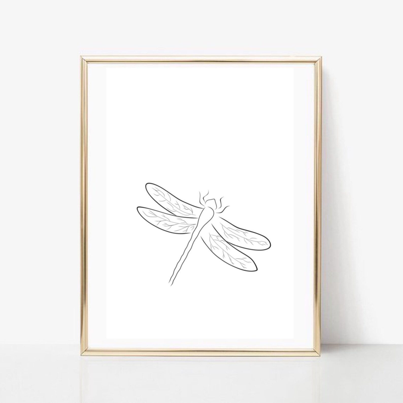 Dragonfly Line Art, Dragonfly Print, Abstract Dragonfly Wall Decor ...