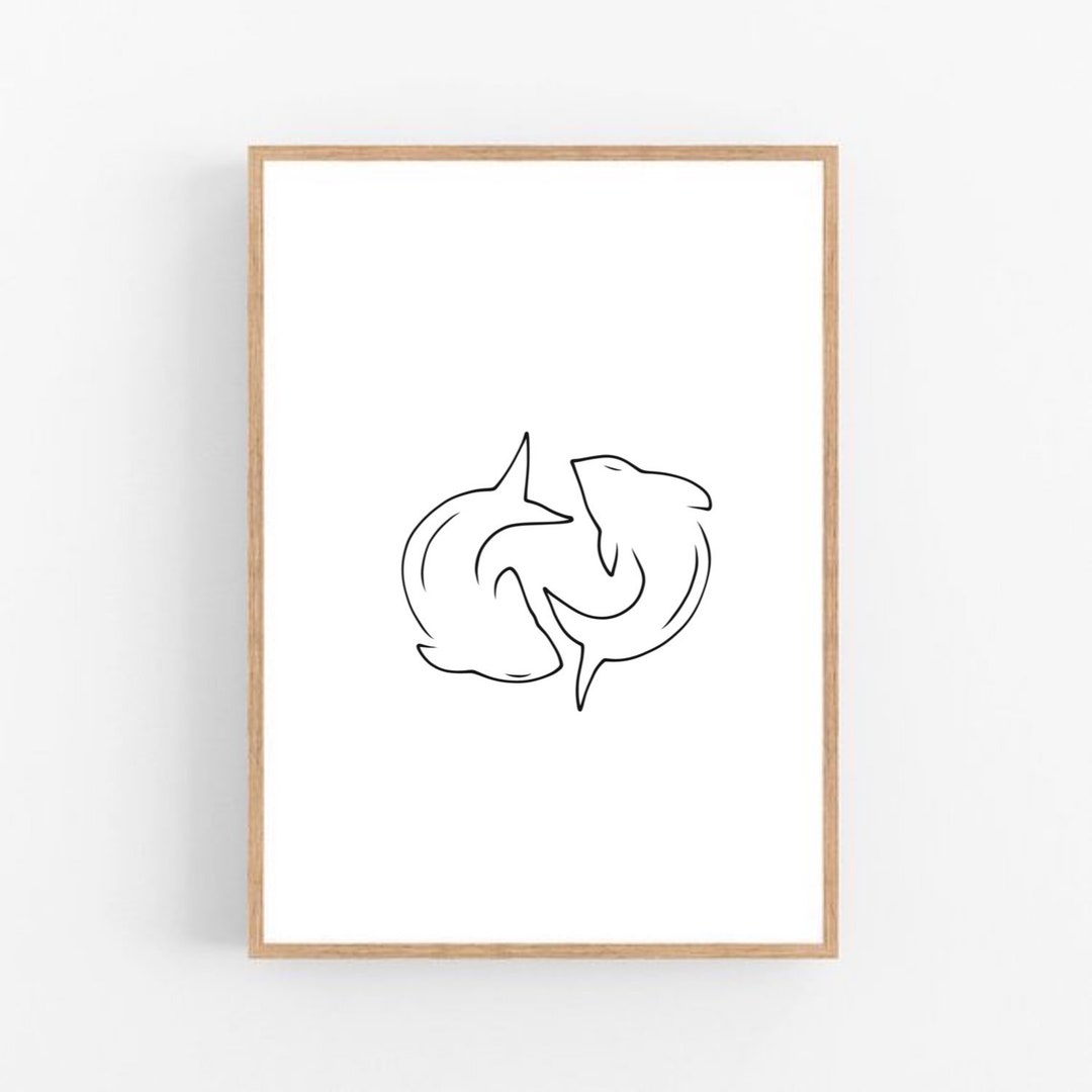 Pisces Line Art, Pisces Print, Zodiac Print, Abstract, Astrology Wall ...