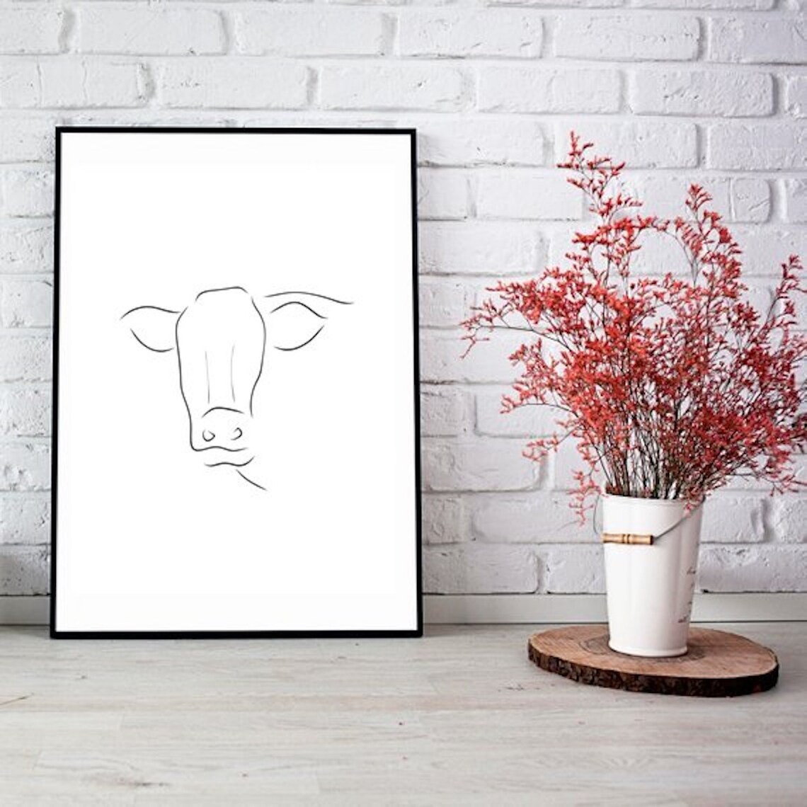 Cow Line Art, Cattle Print, Cow Print, Abstract Cows Wall Decor ...