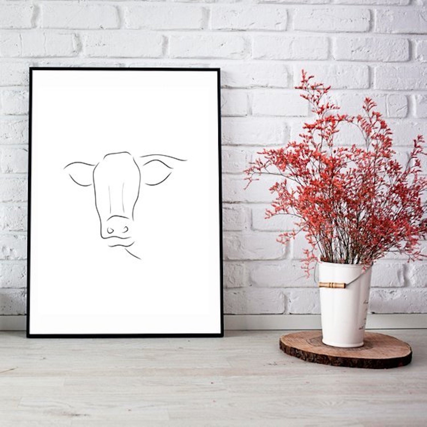 Cow Line Art, Cattle Print, Cow Print, Abstract Cows Wall Decor ...