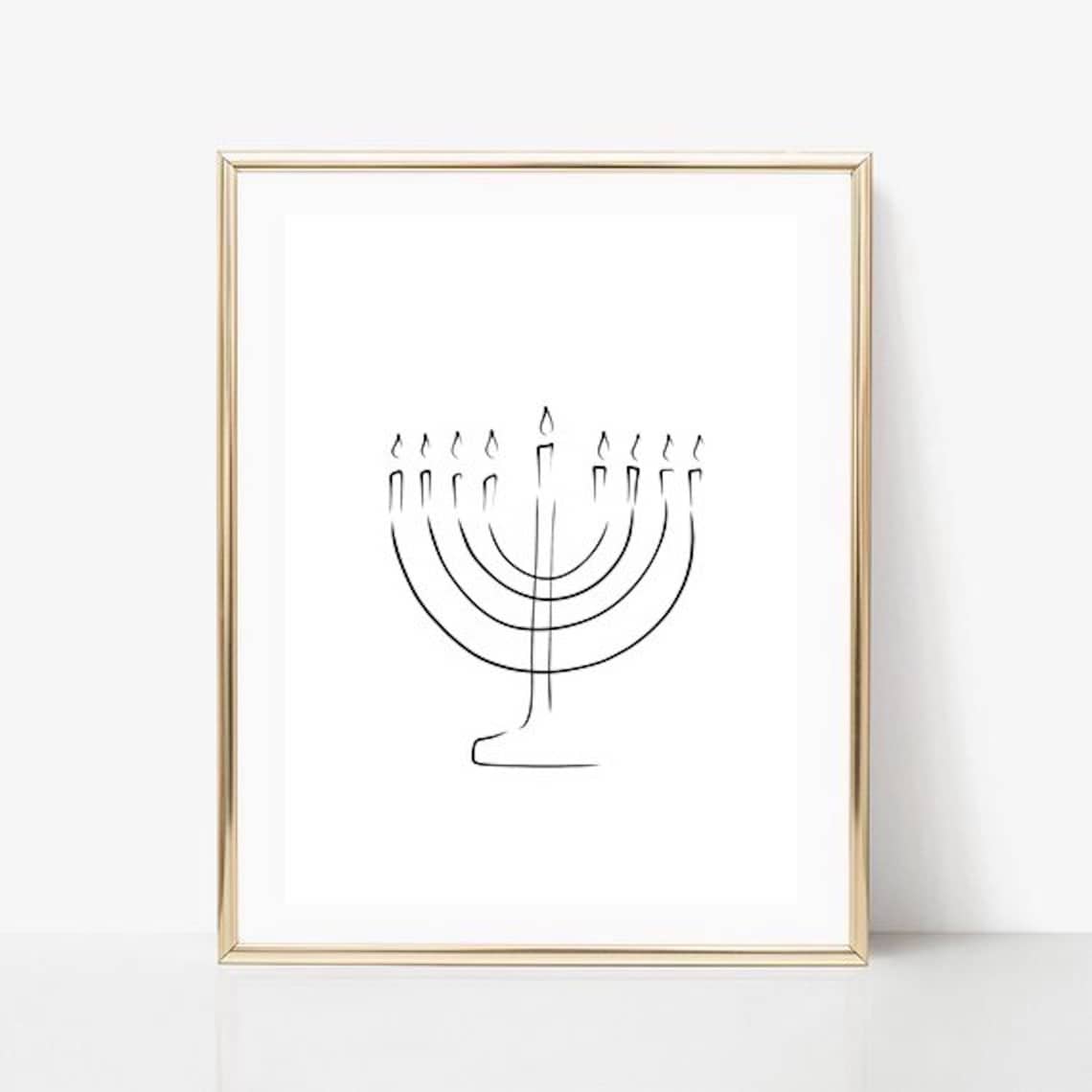 Menorah Line Art Hanukkah Print Abstract Holiday Wall Decor - Etsy