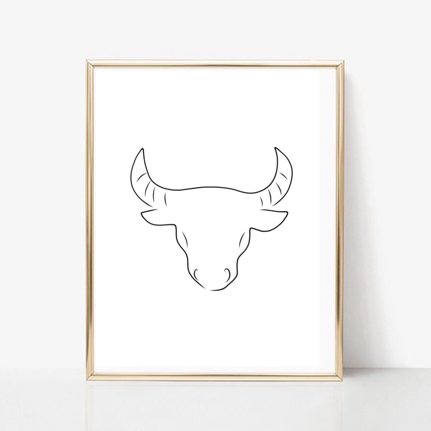 Taurus line art Taurus print Zodiac print Abstract | Etsy