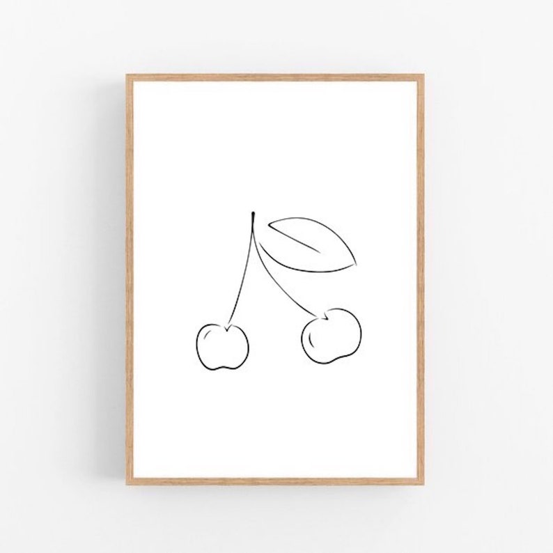 Cherry Line Art Cherry Print Abstract Fruit Wall Decor - Etsy