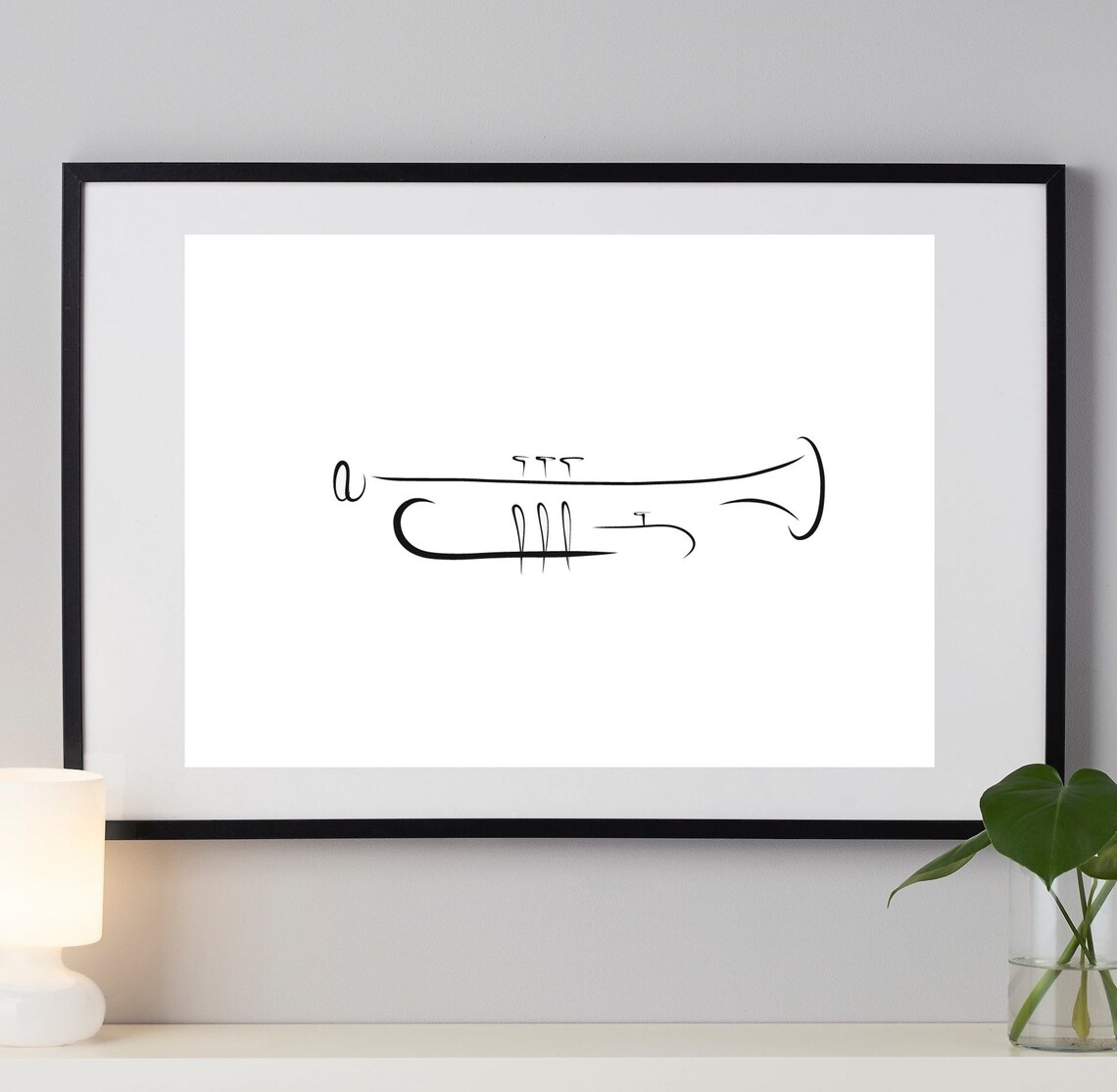 Trumpet Line Art, Trumpet Print, Abstract Trumpet Wall Decor ...
