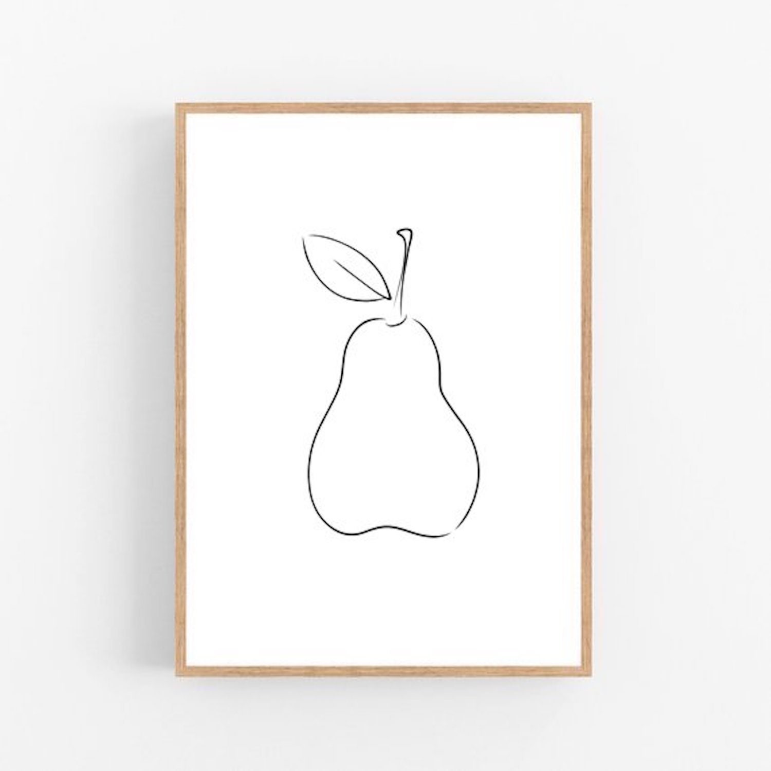 Pear line art Pear print Abstract food wall decor | Etsy