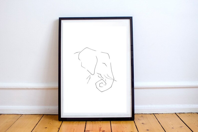 Elephant Line Art Elephant Print Abstract Elephant Wall - Etsy