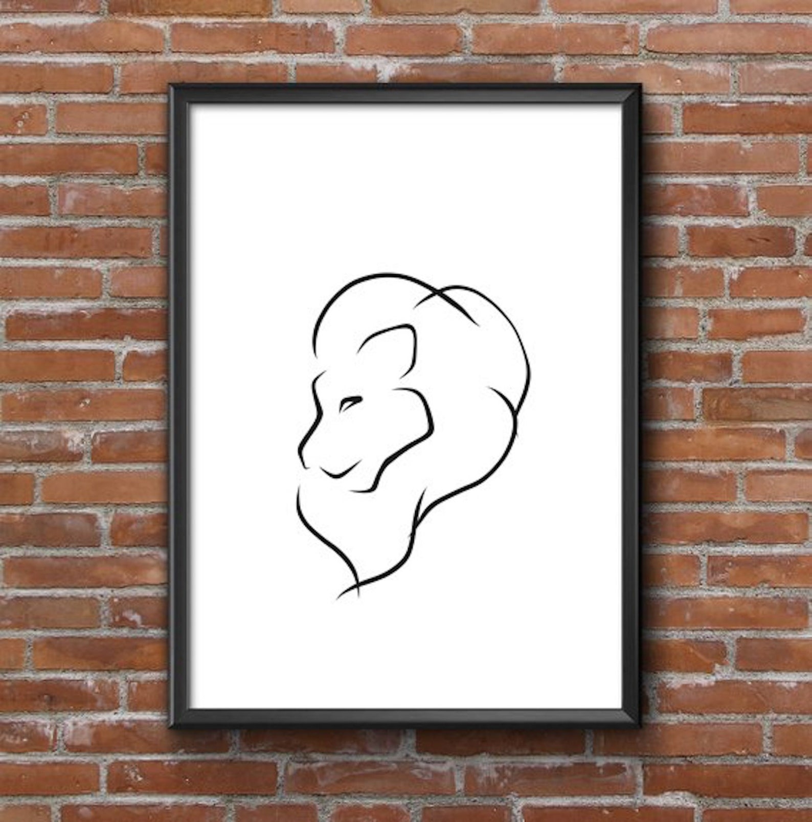 Lion Line Art Lion Print Abstract Animal Wall Decor | Etsy