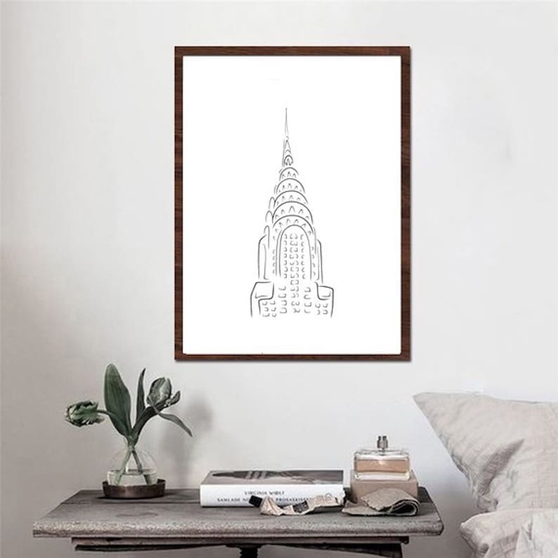 Chrysler Building Line Art New York Print Abstract City Wall - Etsy