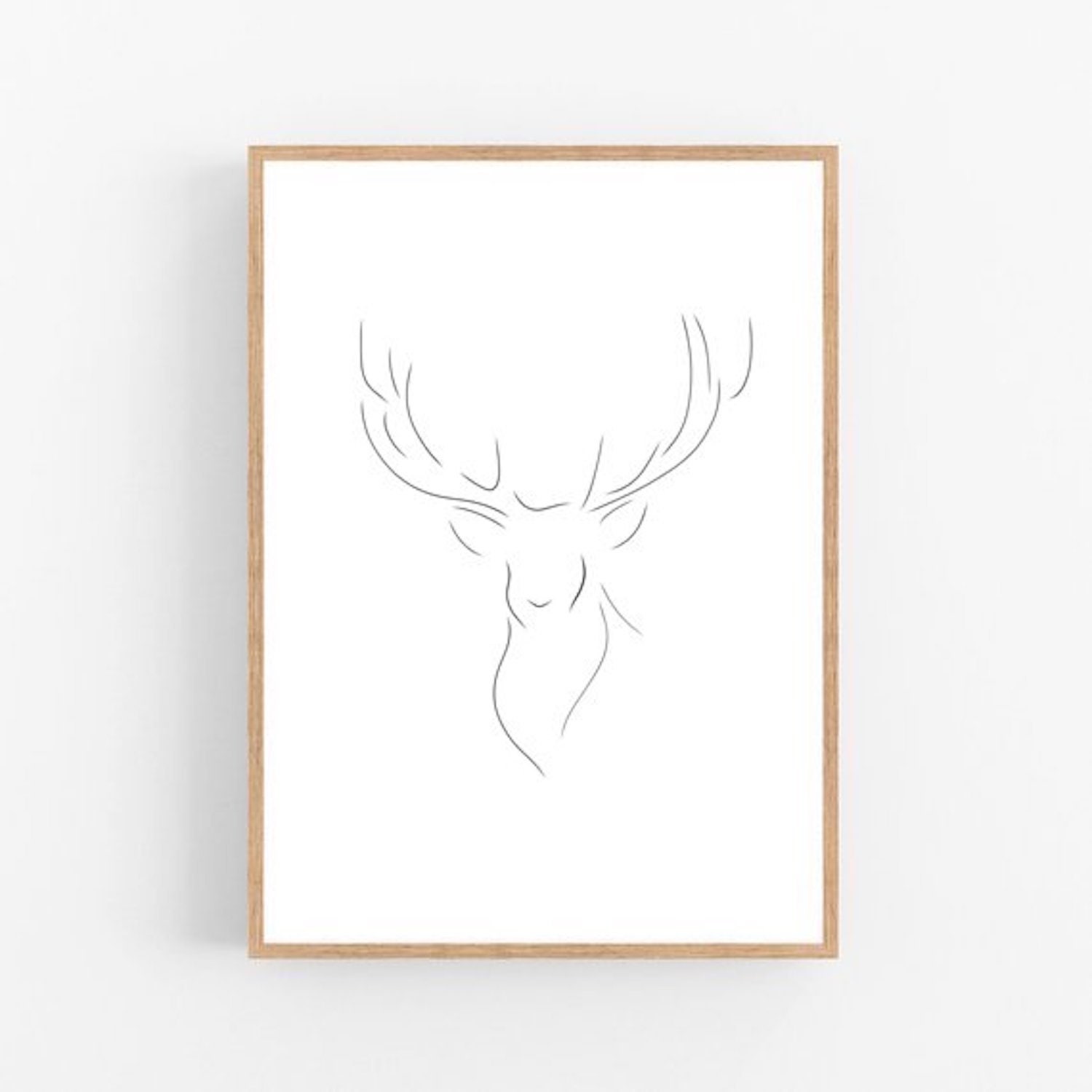 Deer Line Art, Deer Print, Abstract Forest Wall Decor, Minimalist Art ...