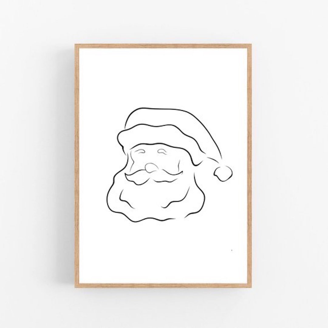 Santa Claus Line Art, Christmas Print, Abstract Holiday Wall Decor ...