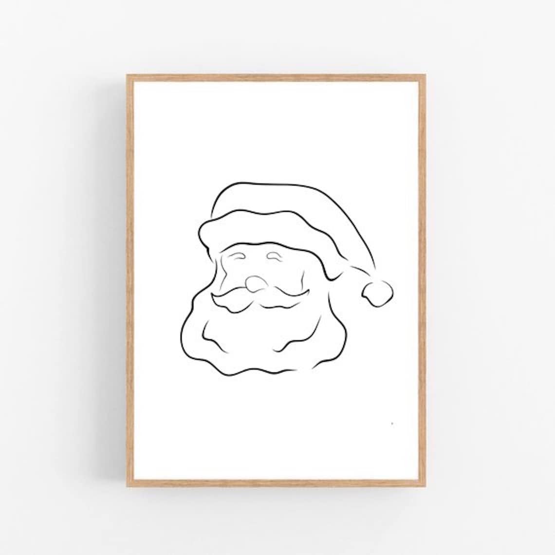 Santa Claus Line Art Christmas Print Abstract Holiday Wall - Etsy