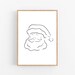 Santa Claus Line Art, Christmas Print, Abstract Holiday Wall Decor ...