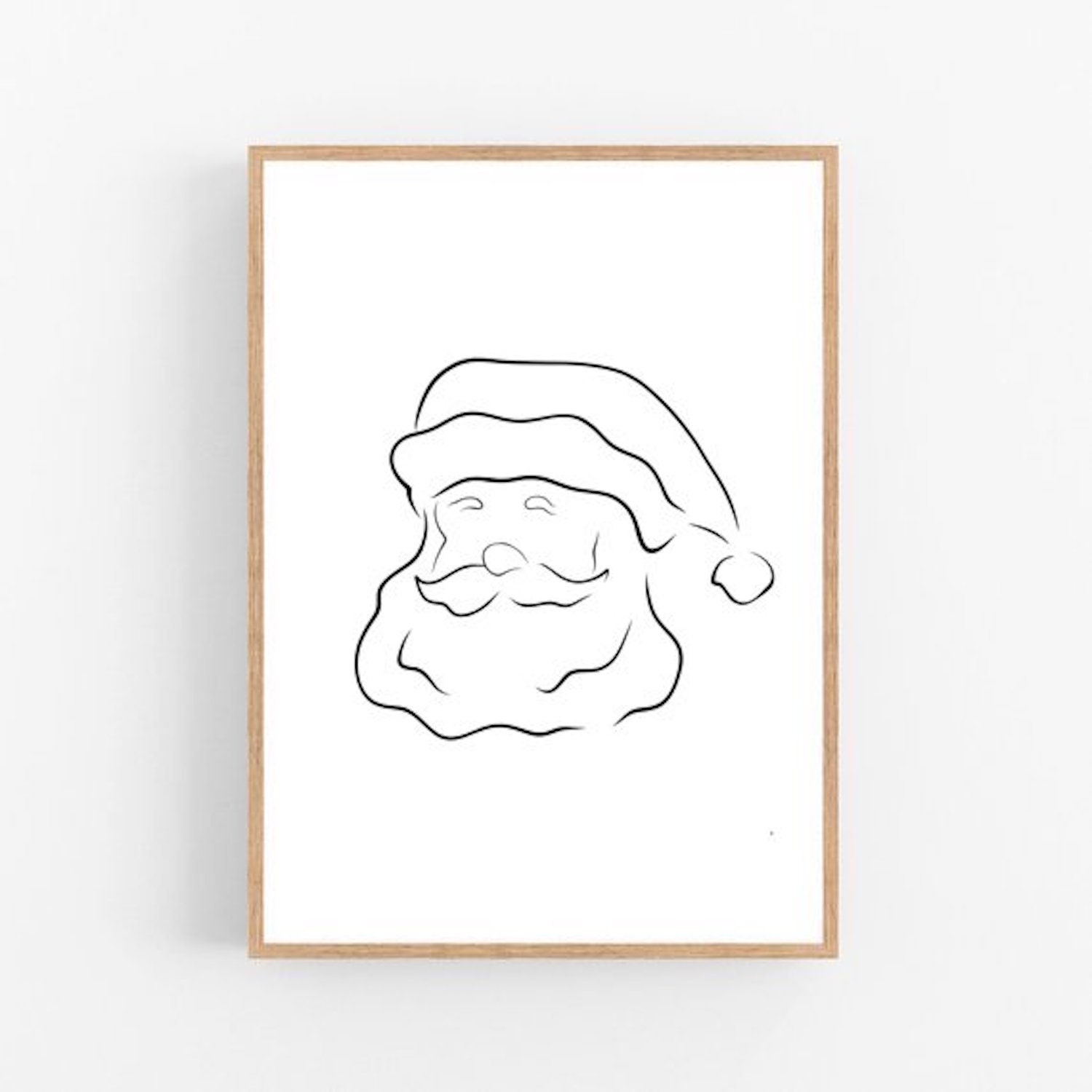 Santa Claus Line Art Christmas Print Abstract Holiday Wall | Etsy