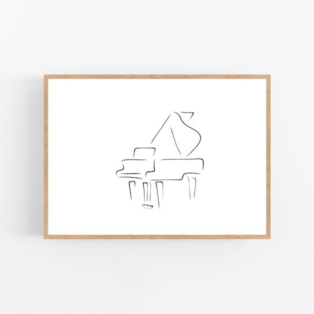 Grand Piano Line Art, Piano Print, Abstract Instrument Wall Decor ...