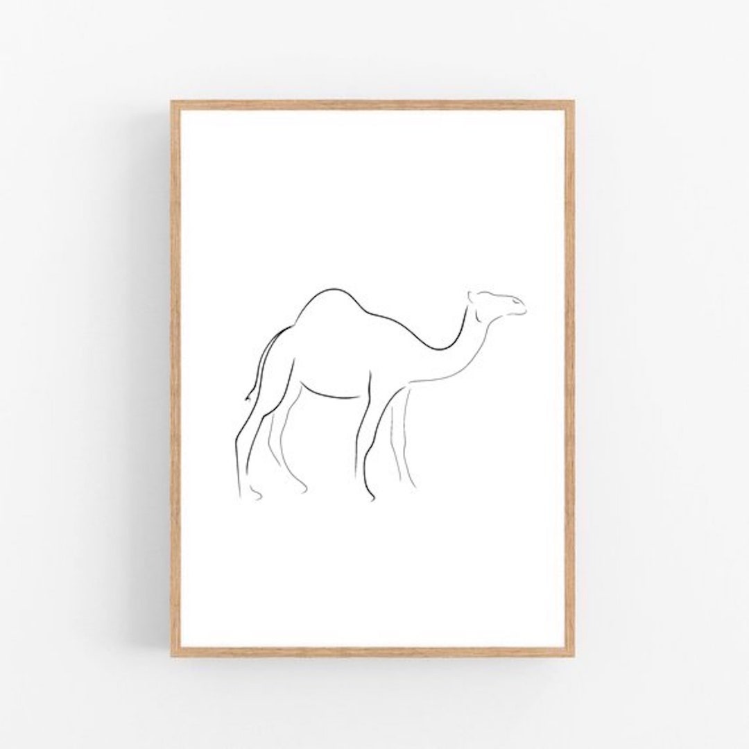 Camel Line Art, Camel Print, Abstract Camels Wall Decor, Minimalist Art ...