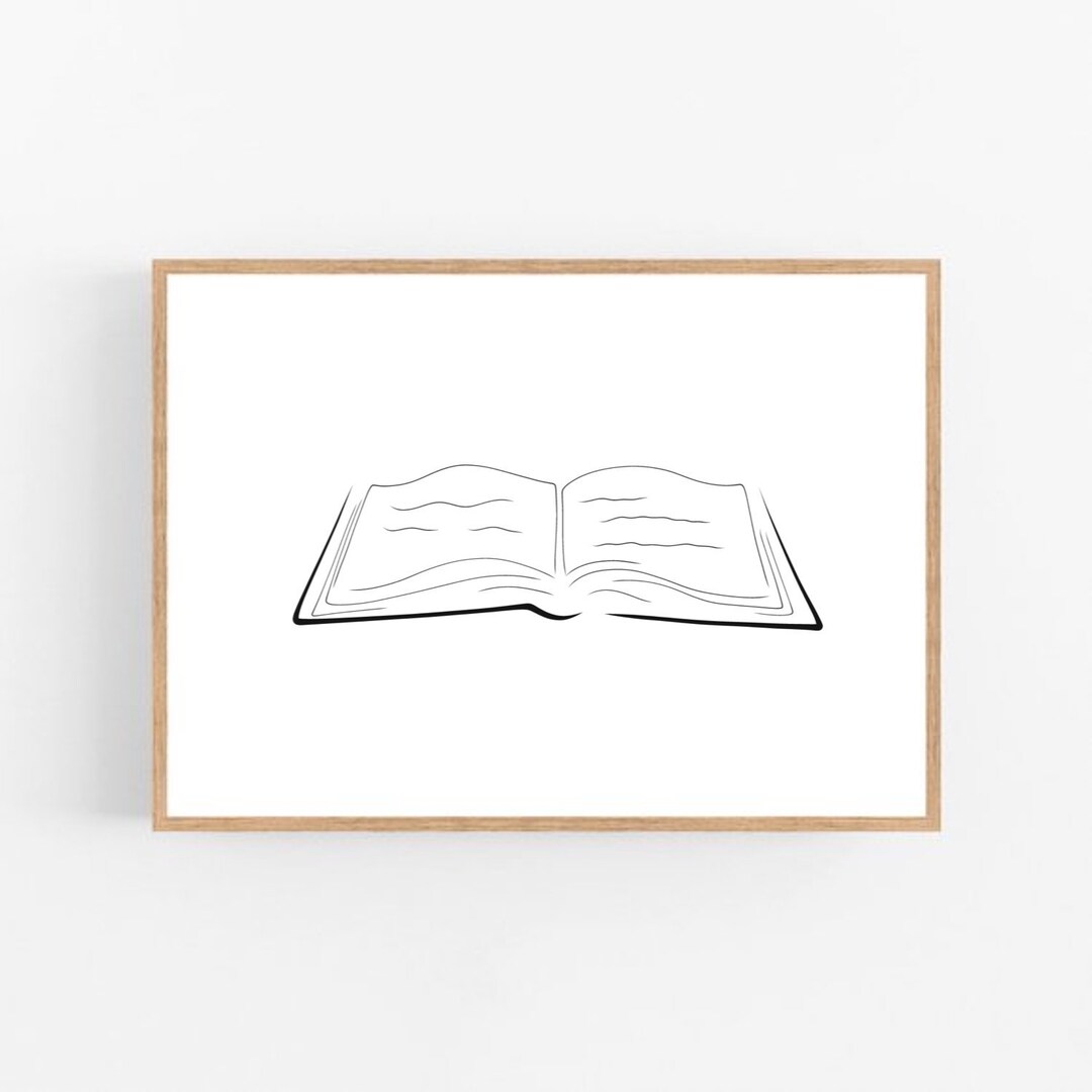 Book Line Art, Book Print, Abstract Book Wall Decor, Minimalist Art ...