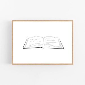 Book Line Art, Book Print, Abstract Book Wall Decor, Minimalist Art ...