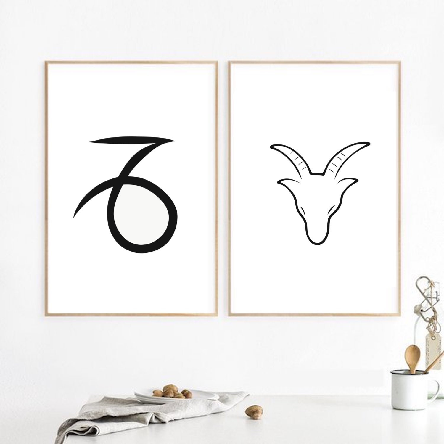 Capricorn Line Art Capricorn Print Zodiac Print Abstract | Etsy