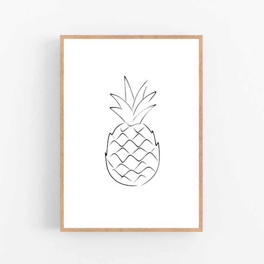 Pineapple Line Art, Pineapple Print, Abstract Food Wall Decor ...