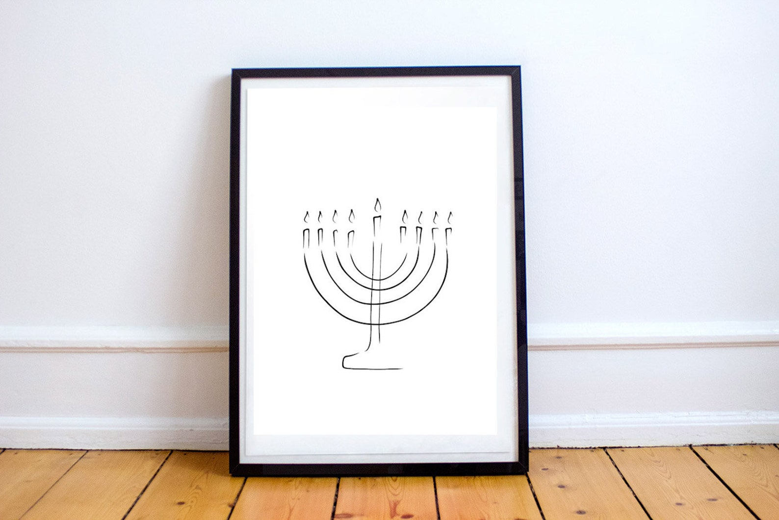 Menorah Line Art, Hanukkah Print, Abstract Holiday Wall Decor ...