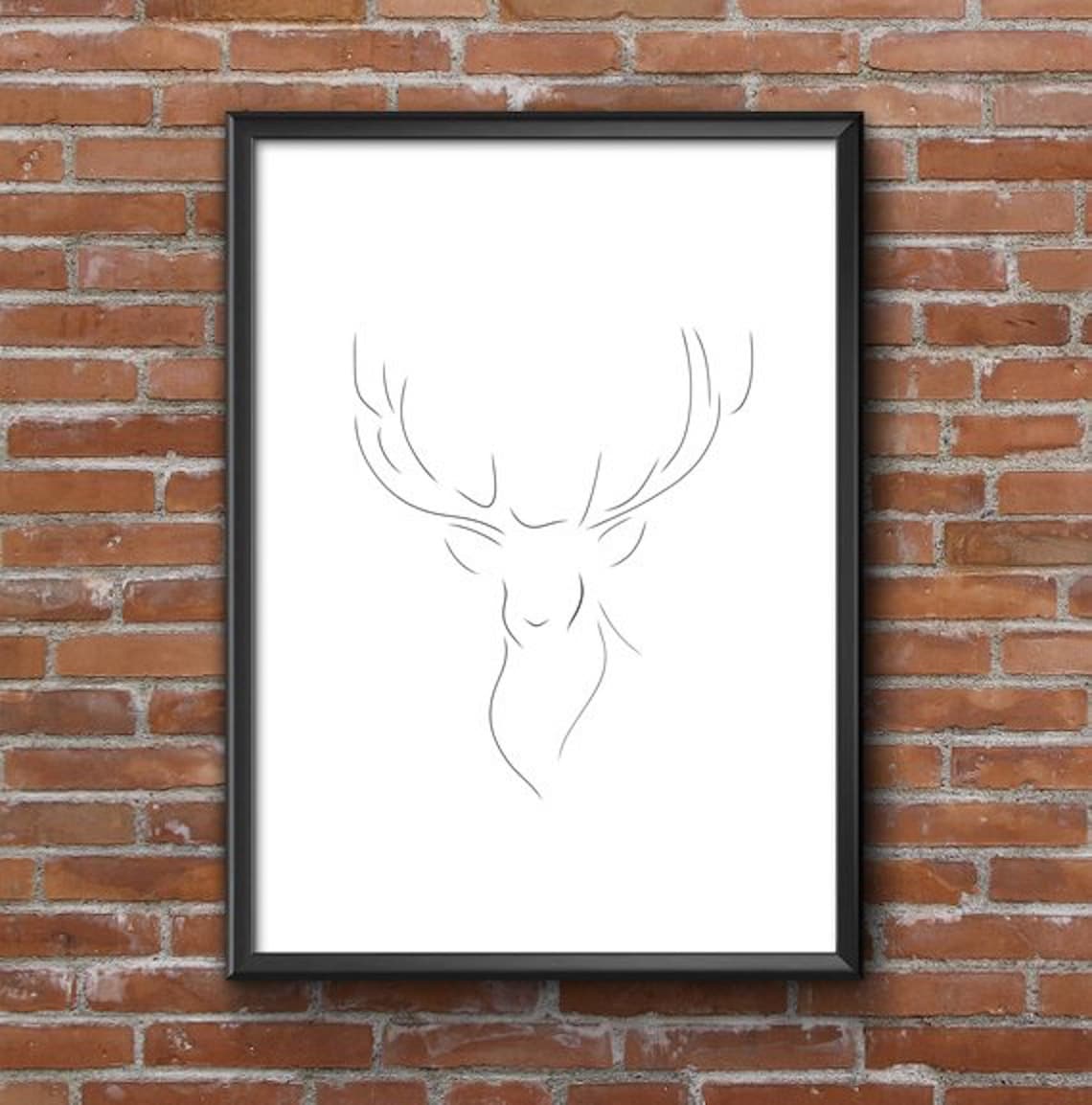 Deer Line Art, Deer Print, Abstract Forest Wall Decor, Minimalist Art ...