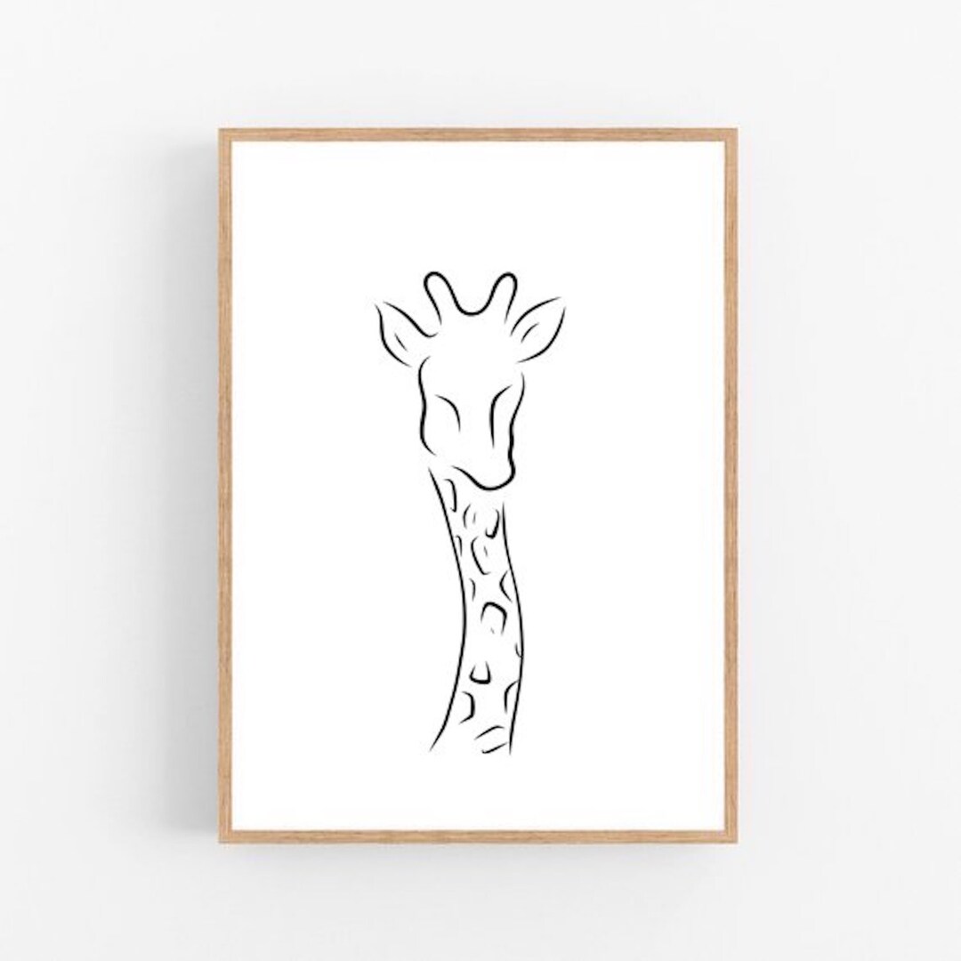 Giraffe Line Art, Giraffe Print, Abstract Animal Wall Decor, Minimalist ...