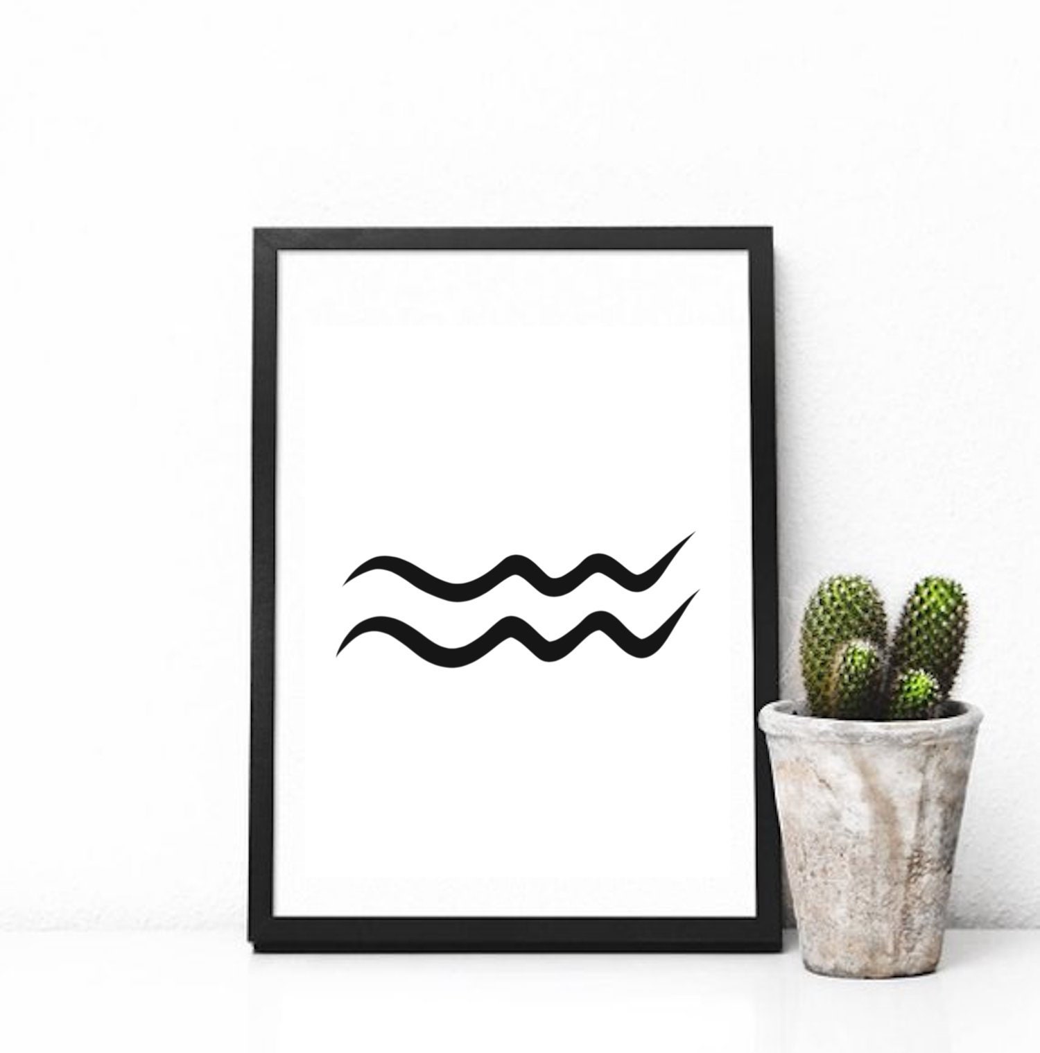 Aquarius Line Art, Aquarius Print, Zodiac Print, Abstract, Astrology ...