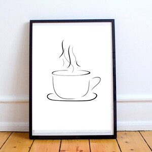 Coffee Line Art, Coffee Print, Abstract Kitchen Wall Decor, Minimalist ...
