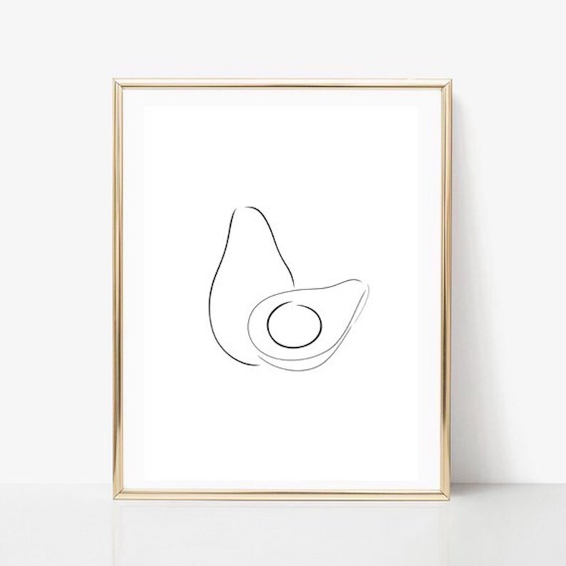 Avocado Line Art Avocado Print Abstract Food Wall Decor - Etsy