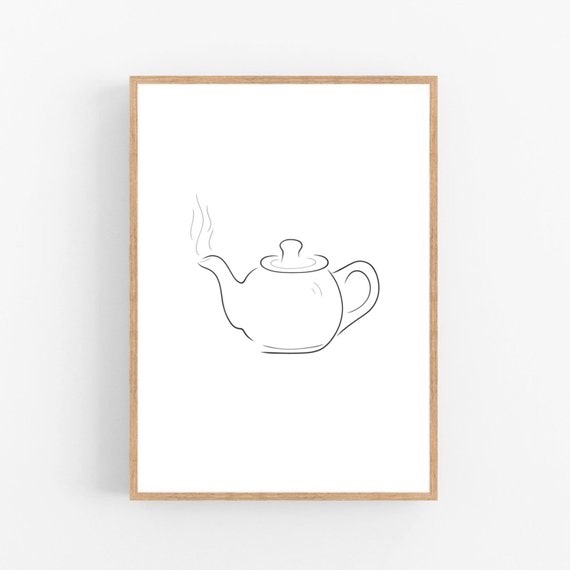 Teapot Line Art Teapot Print Abstract Teapot Wall Decor | Etsy