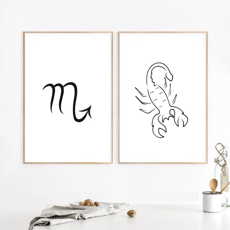 Scorpio Line Art, Scorpio Print, Zodiac Print, Abstract, Astrology Wall ...