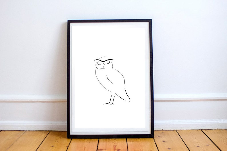 Owl Line Art, Owl Print, Abstract Owls Wall Decor, Minimalist Art ...