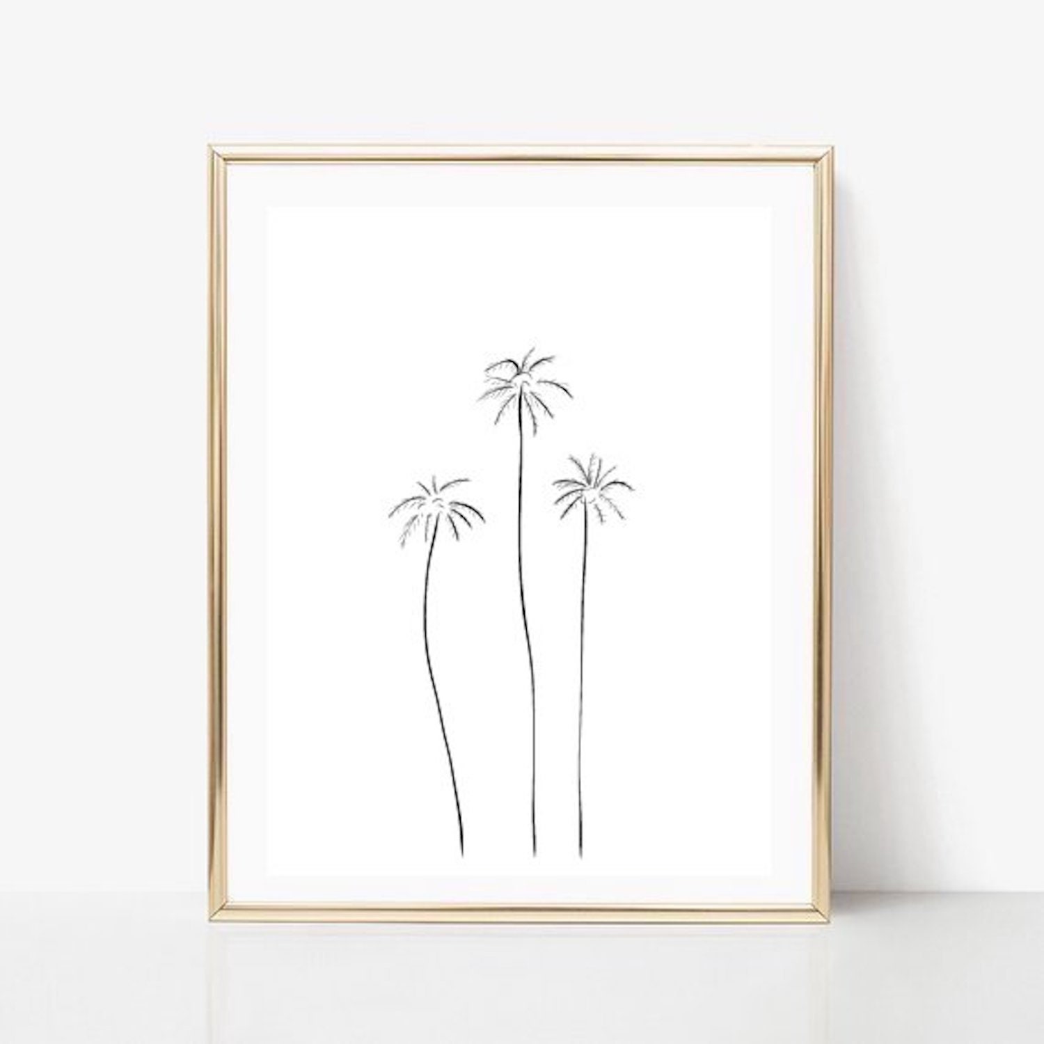 Palm tree line art Palm tree print Abstract palm wall decor | Etsy