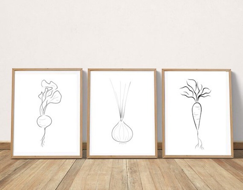 Beet Line Art, Beet Print, Abstract Food Wall Decor, Minimalist Art ...