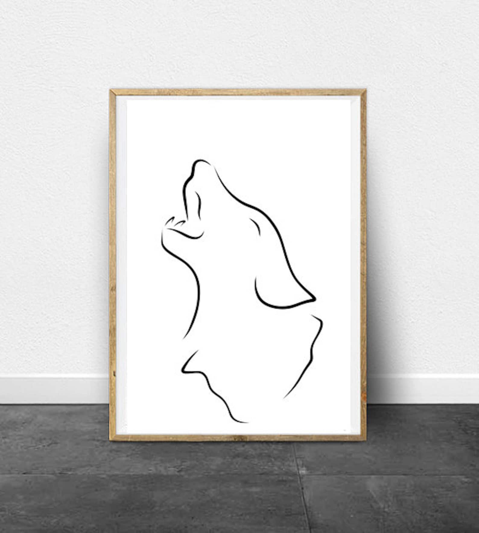 Wolf Line Art Wolf Print Abstract Animal Wall Decor - Etsy