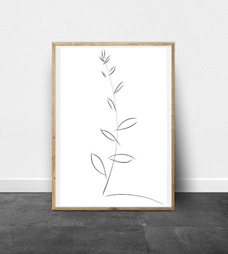 Leaves Line Art Plant Print Abstract Plants Wall Decor | Etsy