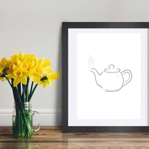 Teapot Line Art, Teapot Print, Abstract Teapot Wall Decor, Minimalist ...