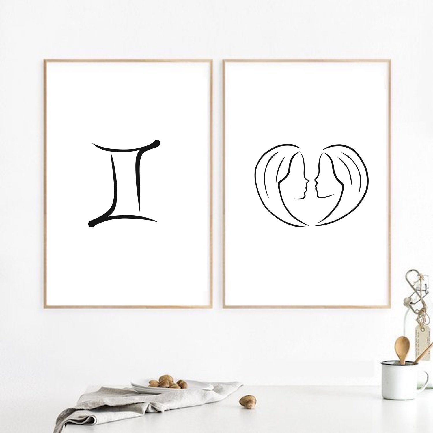 Gemini Line Art Gemini Print Zodiac Print Abstract | Etsy