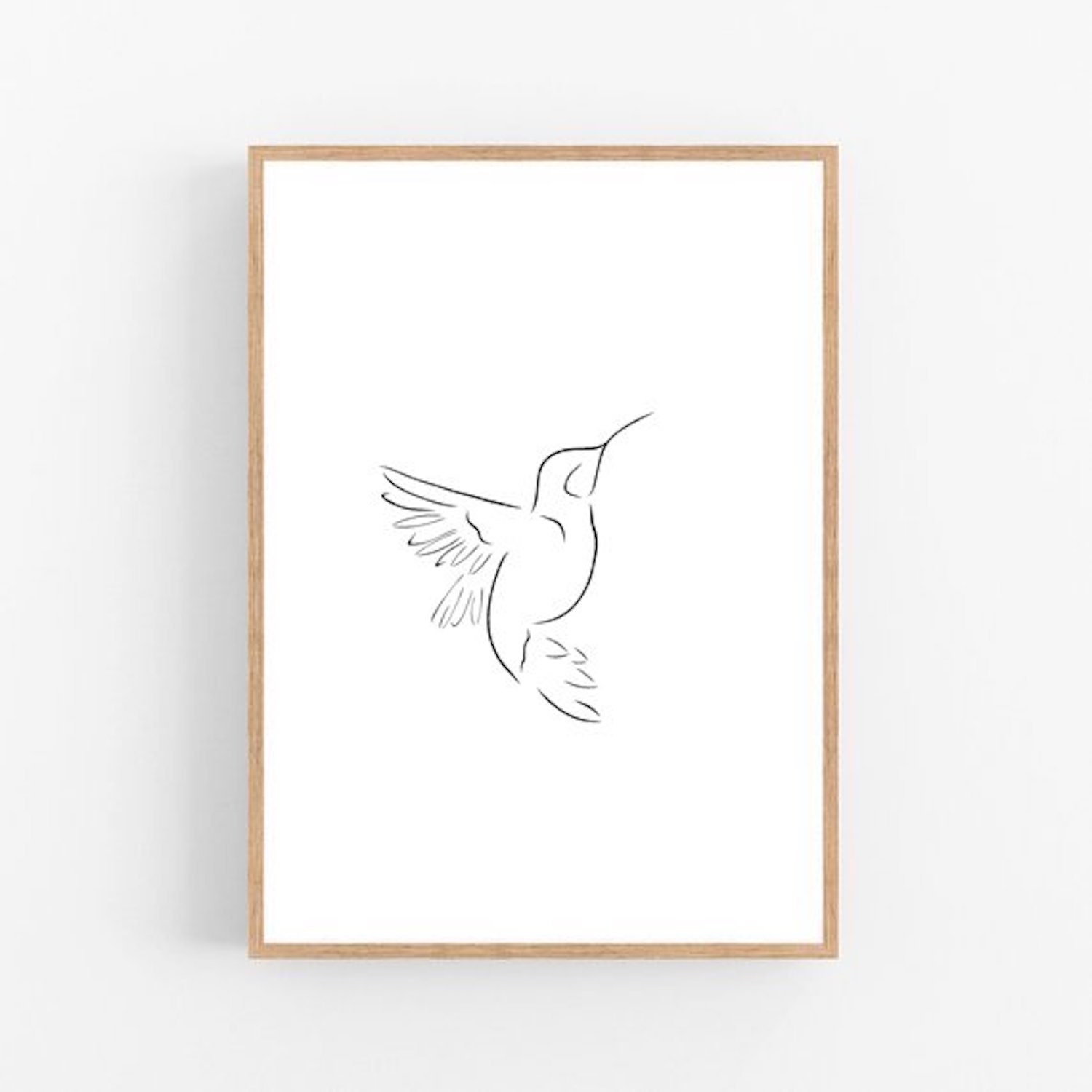 Hummingbird Line Art Bird Print Abstract Animal Wall Decor | Etsy
